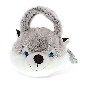 DolliBu Husky Plush Handbag - Super Soft Plush Stuffed Animal Purse for Children's Accessories, Kids Hand Bag Toy Purse, Pretend Play, Fluffy Dress Up Toy Purses for Girls & Boys