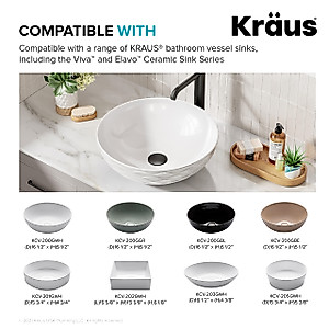 Kraus PU-L10MB Bathroom Pop-Up Drain Assembly for Vessel Sinks Without Overflow, with Extended Thread for Thicker Countertops, 10 3/4 Inch, Matte Black