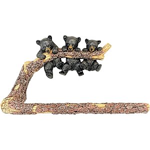 The Bridge Collection 11.2" Hanging Black Bears Towel Holder - Black Bear Kitchen Items - Paper Towel Holder for Cabin, Lodge, or Mountain Decor - Black Bear Toilet Paper Holder