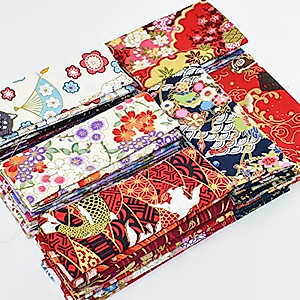 30 Pcs 8" x 10" Cotton Quarters Fabric Bundle Craft Fabric Patchwork Japanese Style Wrapping Cloth Quilting Fabric for DIY Patchwork Sewing Craft with Different Patterns