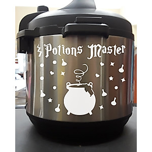 Potions Master Wizard Cauldron White Vinyl Decal Sticker for Pressure Cooker