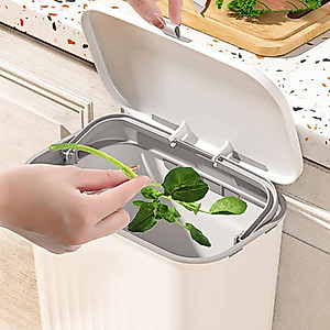 STOBAZA 3 Gallon Kitchen Compost Bin for Counter-Top or Under Sink Hanging Trash Can with Lid, Kitchen Trash Can Wall-Mounted Garbage Can Kitchen Garbage Can with Lid for Bathroom RV Cupboard