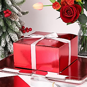 10 Pcs Kraft Gift Boxes 20 x 20 x 10 cm Gift Boxes With Lids for Wedding, Bridesmaid Gifts Box, Birthday Gift Box in Bulk, Party Favor Boxes, Crafting, Cupcake Boxes(Red, Plain Style)