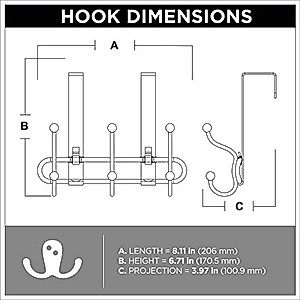 Franklin Brass OTD003F-FB-C 3-Hook Over The Door Storage Rack, Matte Black