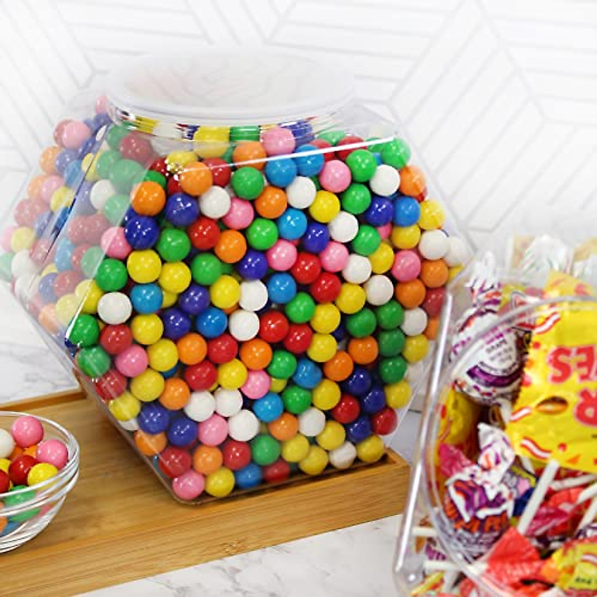 Cornucopia Gallon Plastic Container Candy Jars (2-Pack); Hexagon Shaped Countertop Display Containers; Cookie and Snack Storage