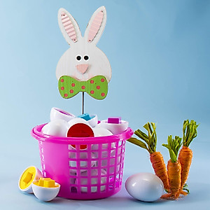 Prextex Easter Eggs Educational Puzzle in a Basket (12 Eggs) - Baby Easter Basket Toddler Boy Toy, Gifts Surprise Fidget Toys Pack Brand, Mini Toys for Girls, Boys, Kids, Boy&Girl Toys, Toddler Toys