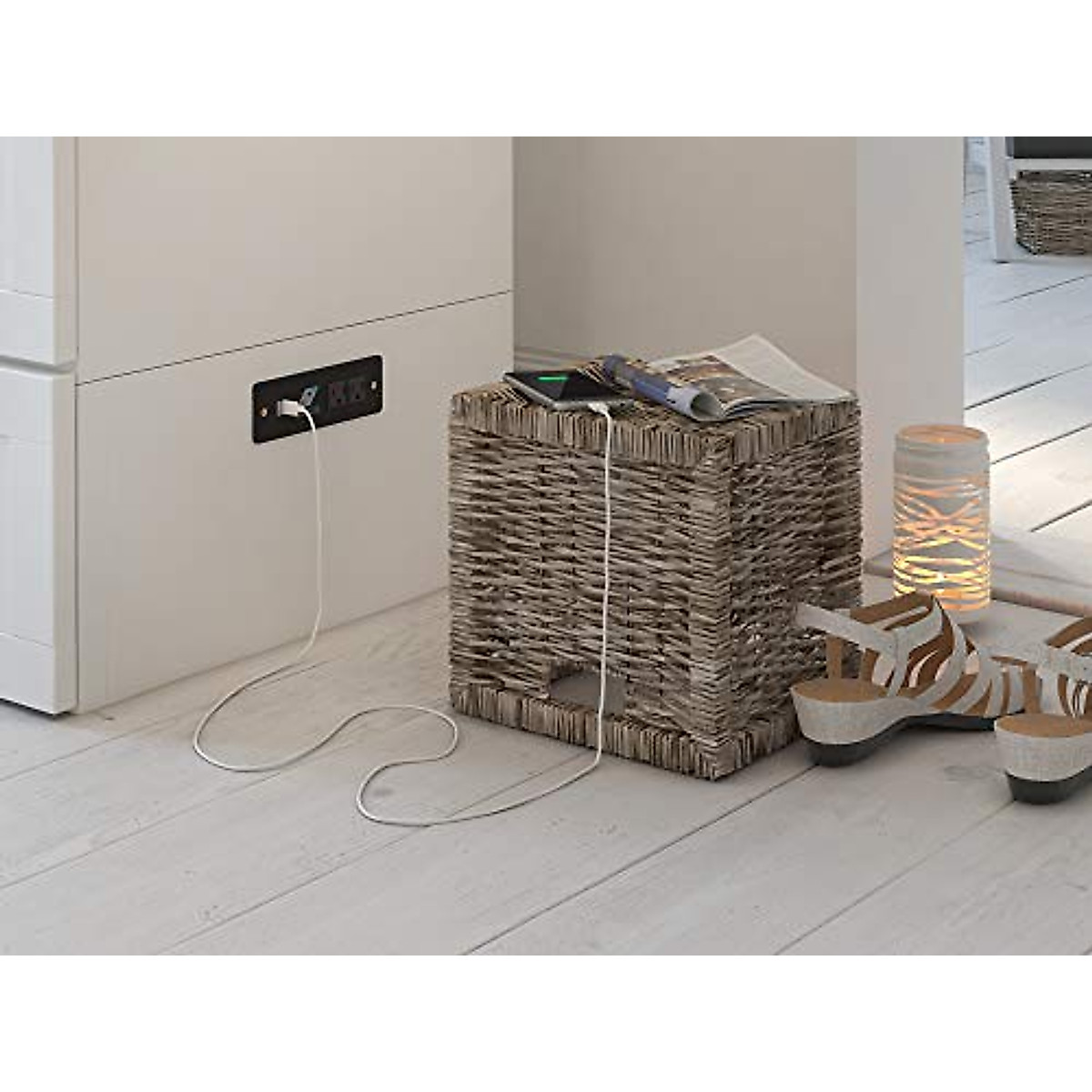 AFI Hamilton Murphy Bed Chest with Charging Station, Queen, White