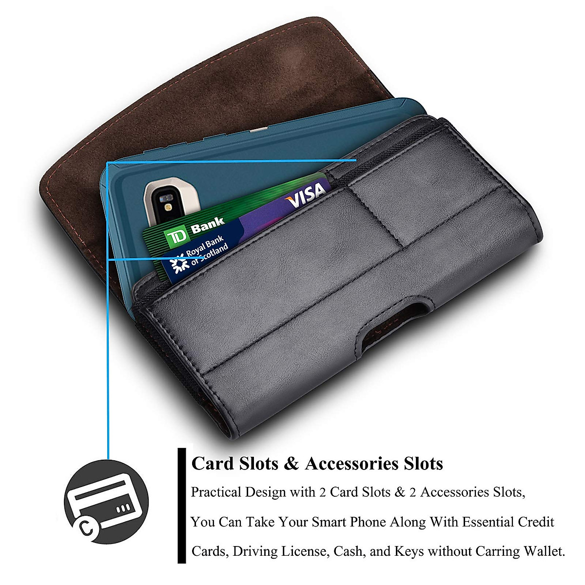 Njjex Phone Holster for Samsung Galaxy S24 Ultra S23+ S22 S21 S20 S10 A15 A14 A54 A23 A12 A13 A32 A42 A52 Note 20 iPhone 13 14 15 Pro Max 12 11 XS XR Leather Belt Clip Loop Phone Holder Carrying Pouch