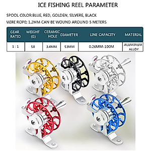 FANGBLUE Winter Fishing Reel All Metal 1.76oz(50g) Lightweight 2.1inch(53mm) Upgrade Base Right Hand Mini Fly Wheel for Trout Pike Ice Fishing Tackle (Sliver