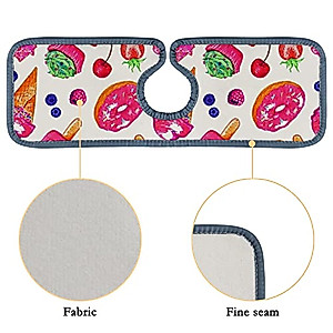 Kitchen Faucet Absorbent Mat 2 Pieces Ice Cream Fruits Faucet Sink Splash Guard Bathroom Counter and RV,Faucet Counter Sink Water Stains Preventer