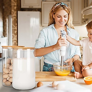 GTJ Large Glass Food Storage Containers with Lids, Glass Canisters 180oz [Set of 2], 1.4 Gallon Glass Jars with Bamboo Lids, Flour Sugar Containers, Airtight Storage Containers for the Kitchen