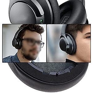 Micro Traders 1 Pair Earpads Ear Cushions Protein Leather Replacement Repair Parts Compatible with Anker Soundcore Life Q20 Q20BT Wireless Headphones Black