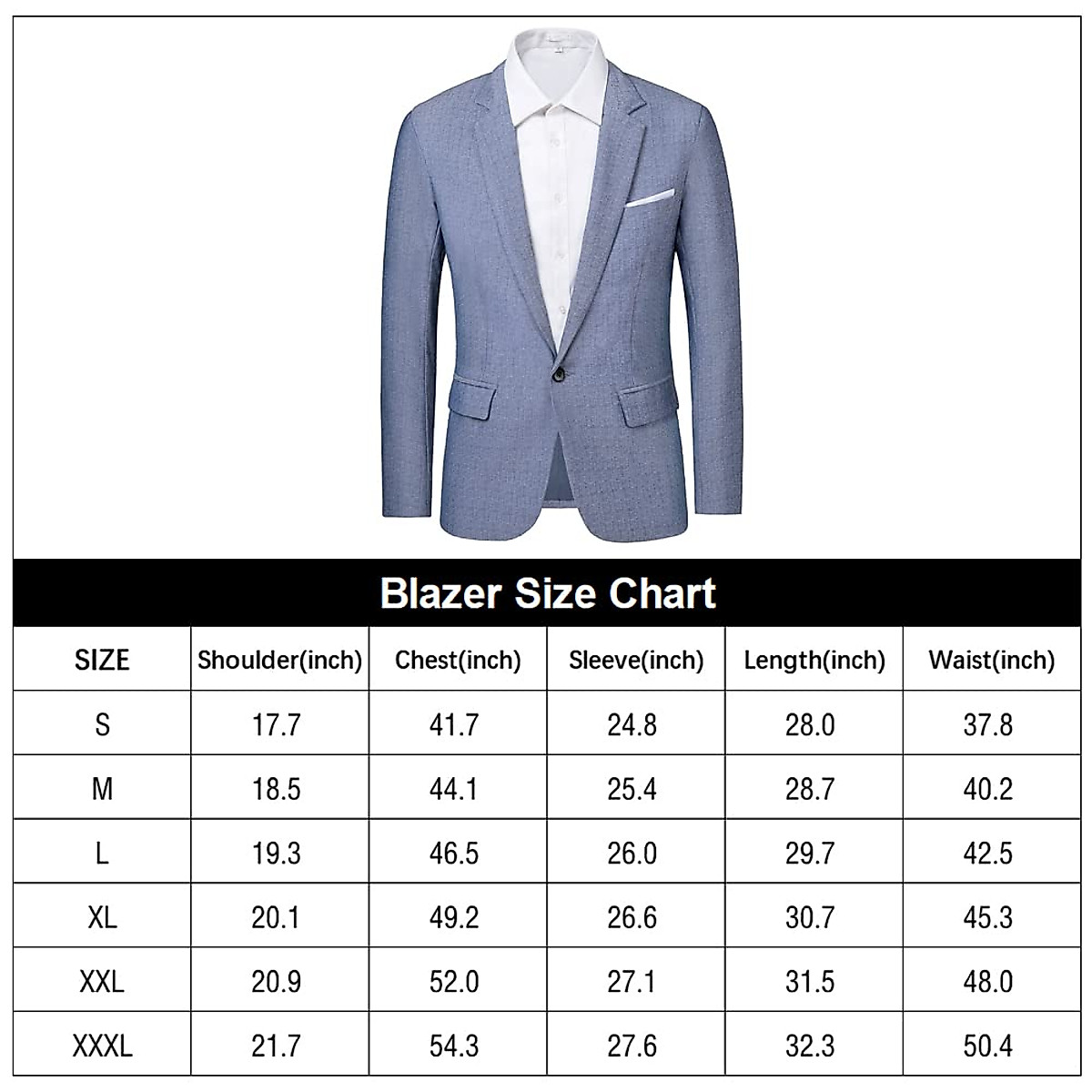 RONGKAI Mens Casual Blazer Sports Coats Suit Jackets for Men Slim Fit One Button Lightweight Blue
