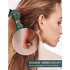 Earrings for Women Cubic-Zirconia Surgical-Stainless-Steel - Hypoallergenic CZ Stud Set Ear Rings 20G Helix Cartilage Tragus Girl Jewelry Fake Diamond Cartilage