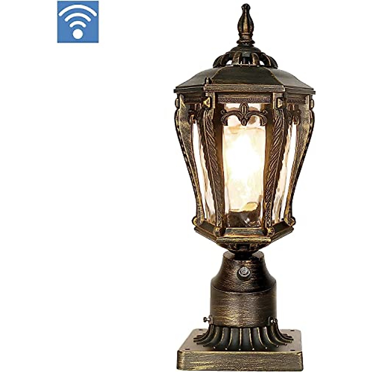 Outdoor Lamp Post Light Fixture with Pier Mount Base,Modern Post Lantern Light Dusk to Dawn Pole Lights Outdoor for Patio,Garden,Backyard,Pathway,Water Ripple Glass,7"W x 17.7"H Waterpoof NO BULB