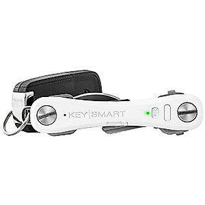 KeySmart Pro - Compact Smart Key Holder w LED Flashlight & Tile Bluetooth, EDC Key Organizer, Attach Car Key Fob, Other Mini Tools & Accessories (up to 10 Keys, White) - Discontinued