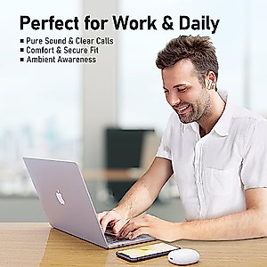 Audiovance NT301 Earbuds, Wireless Headphones Bluetooth Ear Buds for iPhone and Android, Comfort Fit, Premium Sound, Clear Calls, Wireless Charging, Waterproof, 23H Battery Earphones (White)