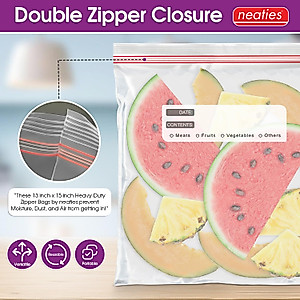 Neaties Heavy Duty 2 Gallon Double Zip Lock Bags for Kitchen or Storage, Food Storage Freezer Slider Bags 13"x16", 100pcs
