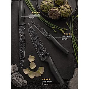 Knife Set, 6 Piece Kitchen Knife Set, High Carbon German Stainless Steel Knives Set, Non-stick Coating, Ultra Sharp, Dishwasher Safe