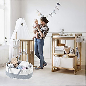 Luxury Care Baby Diaper Caddy Organizer,Rope Nursery Storage Bin for Boys and Girls,Cotton Rope Shower Gift Basket,With Canvas Bag