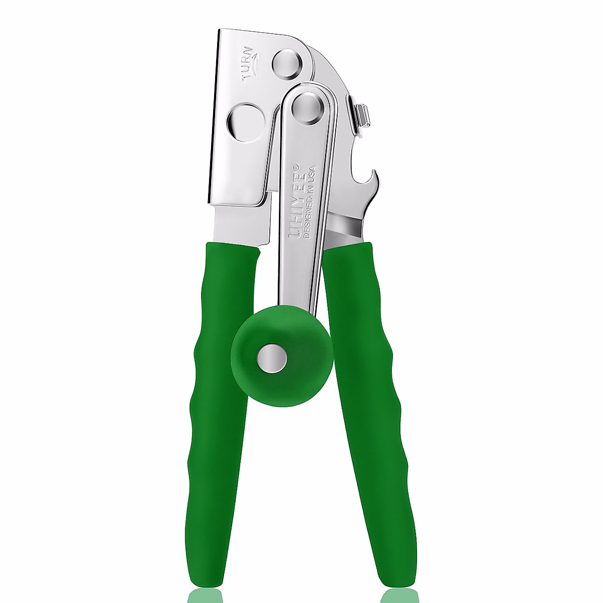 Commercial Can Opener, UHIYEE Hand Crank Can Opener Manual Heavy Duty with Comfortable Extra-long Handles, Oversized Knob, Large Handheld Can Opener Easy for Big Cans, Green
