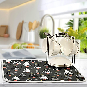 Nander Dish Drying Mat Cushion Pad Tableware Bar Absorbent Heat-resistant Mat For Kitchen Hotel Sink Drainer 18 by 24 Inches, Abstract Christmas Trees