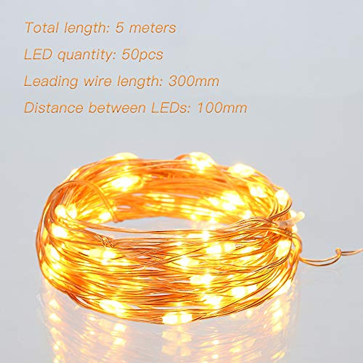 Ariceleo Led Fairy Lights Battery Operated, 2 Packs Mini Battery Powered Copper Wire Starry Fairy Lights for Bedroom, Christmas, Parties, Wedding, Centerpiece, Decoration (5m/16ft Warm White)