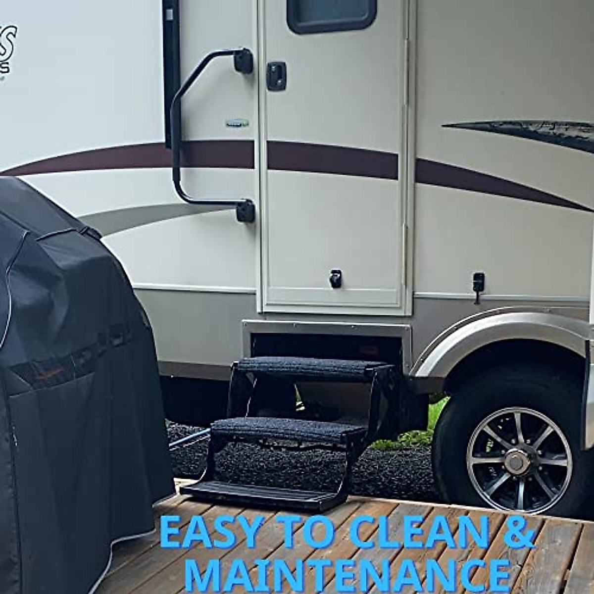 Sintron RV Step Rug 22 Inch Wide 3 Pack RV Step Covers Wrap Around Camper Stair Rugs for Radius Steps, Protects Your RV from Unwanted Tracked in Dirt, for Electrical & Manual RV Trailer Camper Stairs