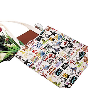 ZJXHPO Broadway Musical Tote Bag Theater Reusable Grocery Tote Bag Broadway Musical Lover Gift Broadway Shoulder Bag (B Musical Tote)