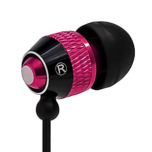Bastex Universal Earphone/Ear Buds 3.5mm Stereo Headphones in-Ear Tangle Free Cable with Built-in Microphone Earbuds for iPhone iPod iPad Samsung Android Mp3 Mp4 and More-Hot Pink/Black