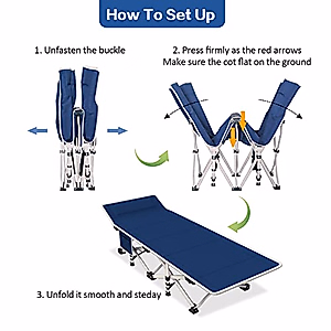 COLMERD Camping Cot with Comfortable Mattress Cots for Sleeping Heavy Duty Folding Cot Camping Bed Portable Include Carry Bag for Home Travel Adults Vacation Outdoor