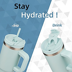 Konokyo 30 oz Tumbler with Handle and 2 Straws,2 in 1 Lid Insulated Water Bottle Stainless Steel Travel Coffee Mug,Blue Haze