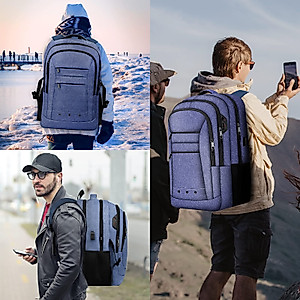 Large Backpack, Travel Backpack, Laptop Backpack, Durable 17 Inch Extra Large TSA Computer Backpacks with USB Charging Port, 40L High Capacity Water Resistant TSA Carry on Computer Business Bag, Blue