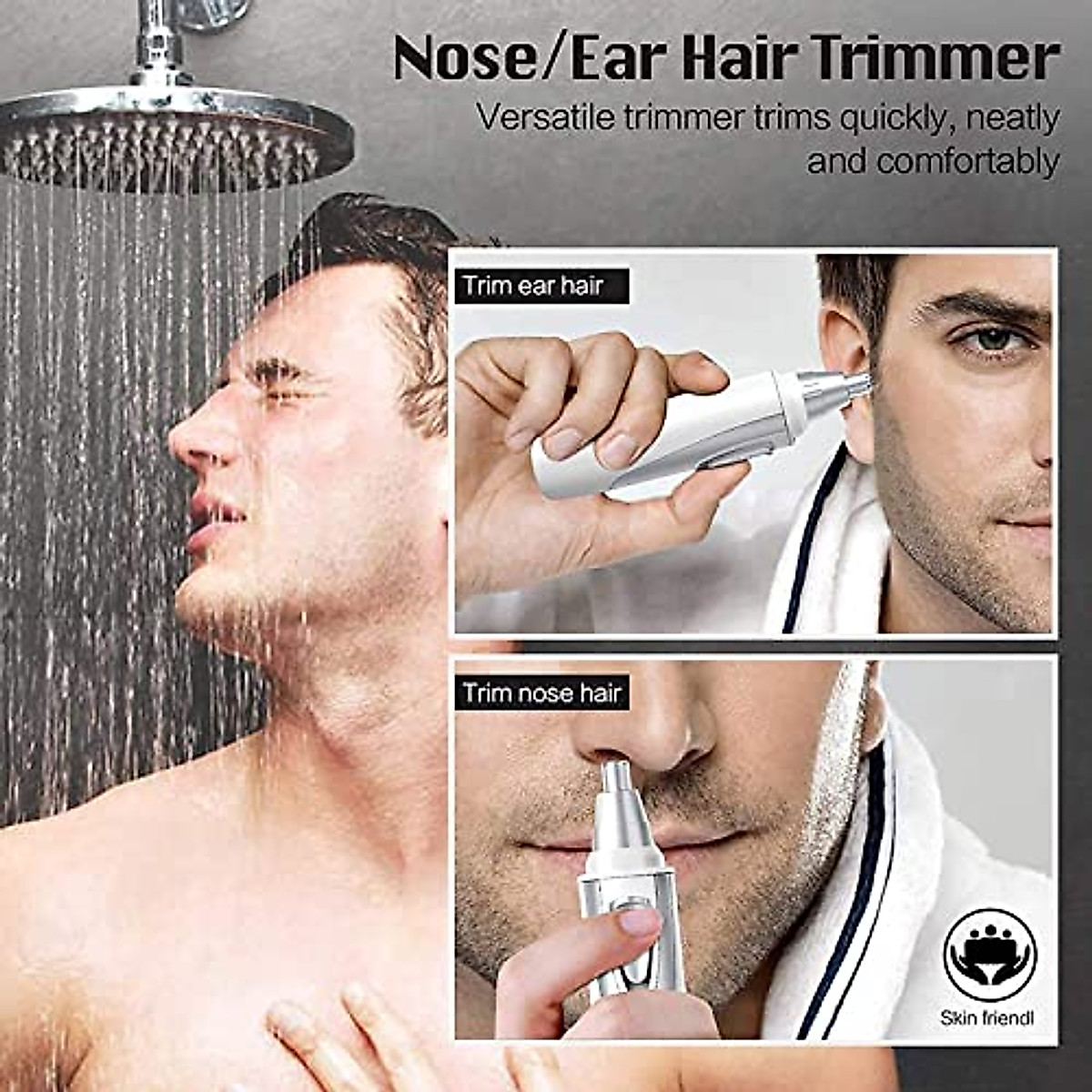 ELORES Ear and Nose Hair Trimmer Clipper - 2020 Professional Painless Eyebrow and Facial Hair Trimmer for Men and Women, Battery-Operated, IPX7 Waterproof Dual Edge Blades for Easy Cleansing
