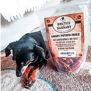 BRUTUS & BARNABY Sweet Potato Dog Treats- No Additive Dehydrated Sweet Potato Fries, Grain Free, Gluten Free and No Preservatives Added (14 oz)