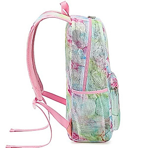 CAMTOP Mesh Backpack for Kids Girls Semi-TransparentSee Through Sturdy School Bookbag Casual Daypack for Beach Swim Work Gym(Marble68)