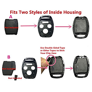 3+1 Buttons Replacement Key Fob Cover Case fit for Honda 2003-2012 Accord 2006-2013 Civic EX 2009-2015 Pilot 2005-2006 CR-V Ridgeline Odyssey Keyless Entry Key Fob Shell