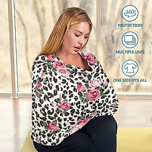 Nursing Cover Breastfeeding Scarf Rose Leopard Cheetah- Baby Car Seat Covers, Stroller Cover, Carseat Canopy (j)