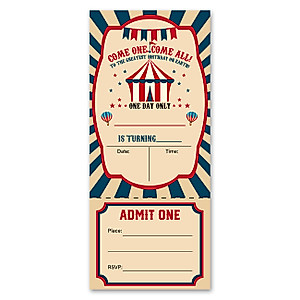 VAHATAN Carnival Birthday Party Invitations 20 Pack Carnival Theme Ticket Invitations with Envelopes Invites Cards for Birthday Party