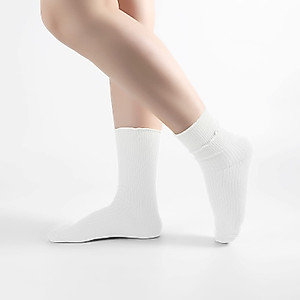 BOOPH 6 Pairs Girls Socks Ruffle Baby Frilly Turn cuff Socks White 4-6 Years