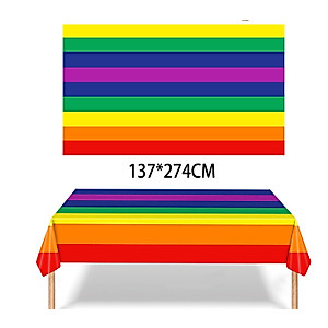 RCFFDL Pride Rainbow Tablecloth, 2 Pack Disposable Table Covers, 54" x 108" Plastic Table Cloth for Rectangle Tables for Wedding, Party, Banquet, Burgunday
