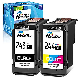 HavaTek Remanufactured Ink Cartridge Replacement for Canon PG-243 CL-244 PG-245XL CL-246XL (1 Black,1 Color) to Use with Canon Pixma TS3122 MX490 MX492 TR4522 TR4520 MG2522 MG2922 MG2520 Printer