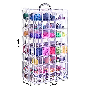 Quefe 8-Tier Stackable Storage Container Box with 80 Compartments, Plastic Organizer Box for Organizing Washi Tape, Embroidery Accessories, Threads Bobbins, Kids Toy