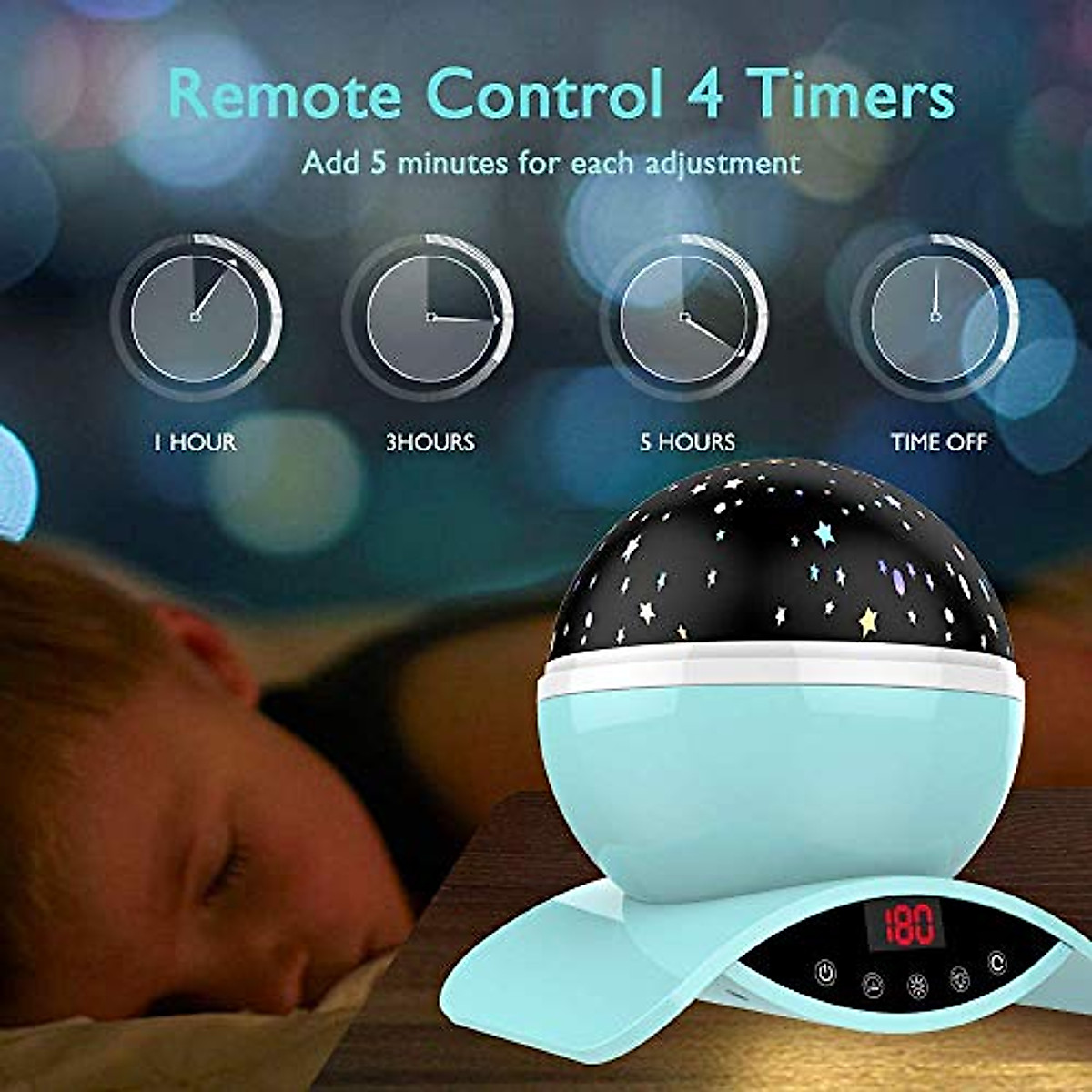 Elecstars Night Lights, Rechargeable Star Projector with Remote Control and Timer Auto Off Design, Rotating Projection Lighting Lamp, Room Decor. (Green)…