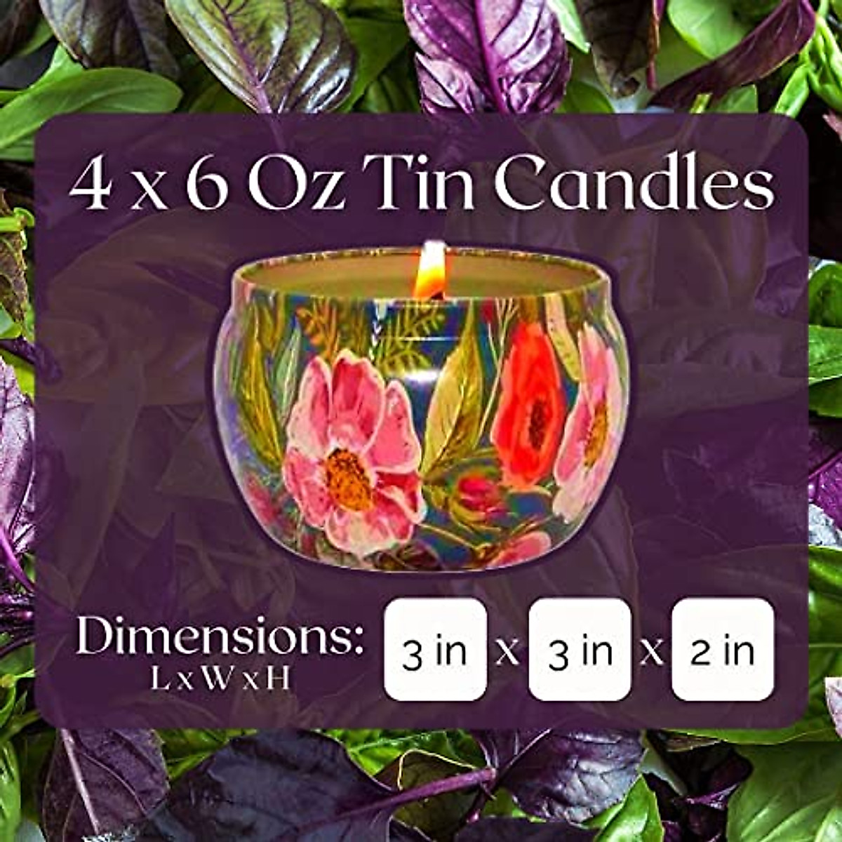 Nature Scented Candles Set of 4 x 6 oz Tin Candles with Lids Scented Soy Candle Gift Sets | Aromatherapy Candles for Birthday Gifts | Relaxing Candles for Women Stress Relief | Candle Gift Set