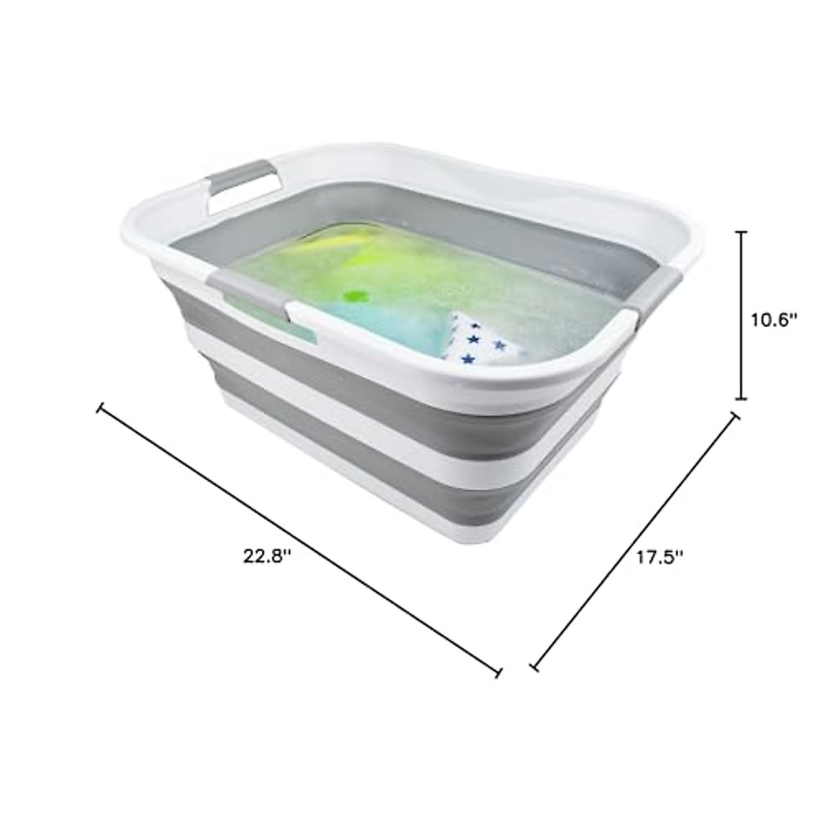 Collpasible Laundry Basket (42L Collapsible Laundry Basket (White/Grey))