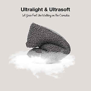 HomeTop Women's Fuzzy Curly Fur Memory Foam Loafer Slippers Bedroom House Shoes with Polar Fleece Lining (7-8 US,Dark Grey)