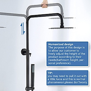 MOSSON Shower System Matte Black Outdoor Shower Faucet Set with 8" Rain Shower Head Handheld Sprayer Single Handle Stainless Steel Wall Mounted Shower Fixtures for Bathroom or Backyard