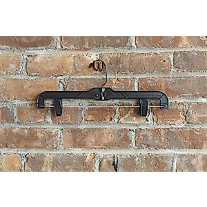 NAHANCO 2600PCBH Plastic Skirt/Pant Hanger with Black Metal Hook and Plastic Pinch Clips, Heavy Weight, 14", Black (Pack of 100)