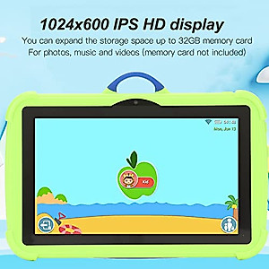 7 Inch Kids Tablet, for Android 6.0 HD Eye Protection Screen Tablet 1GB RAM 8GB ROM, 2MP 2MP Dual Cameras, Bluetooth Learning Toddler Tablet with Stand Protective Case(Green)